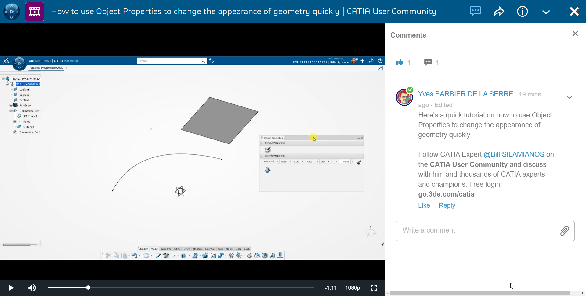 How to use Object Properties to change the appearance of geometry quickly | CATIA Tutorial ...
